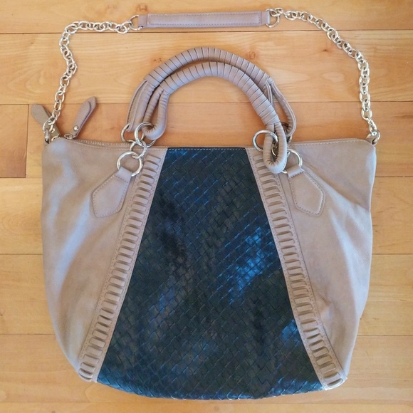 bebe | Bags | Bebe Large Tan Black Shoulder Tote Bag | Poshmark